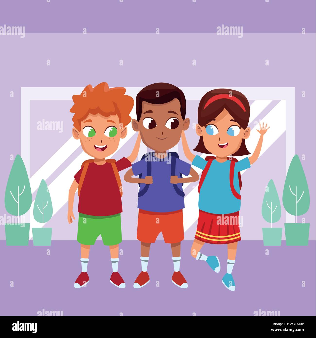 childhood cute school students cartoon Stock Vector Image & Art - Alamy