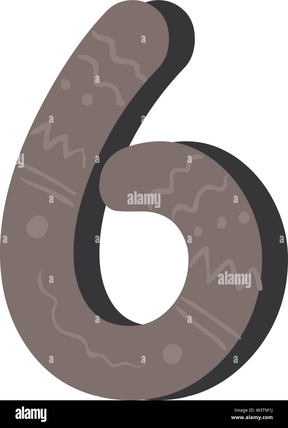 Gray number six, illustration, vector on white background Stock Vector ...