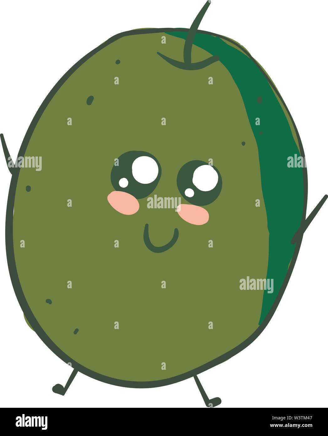 Cute green olive with eyes, illustration, vector on white background ...