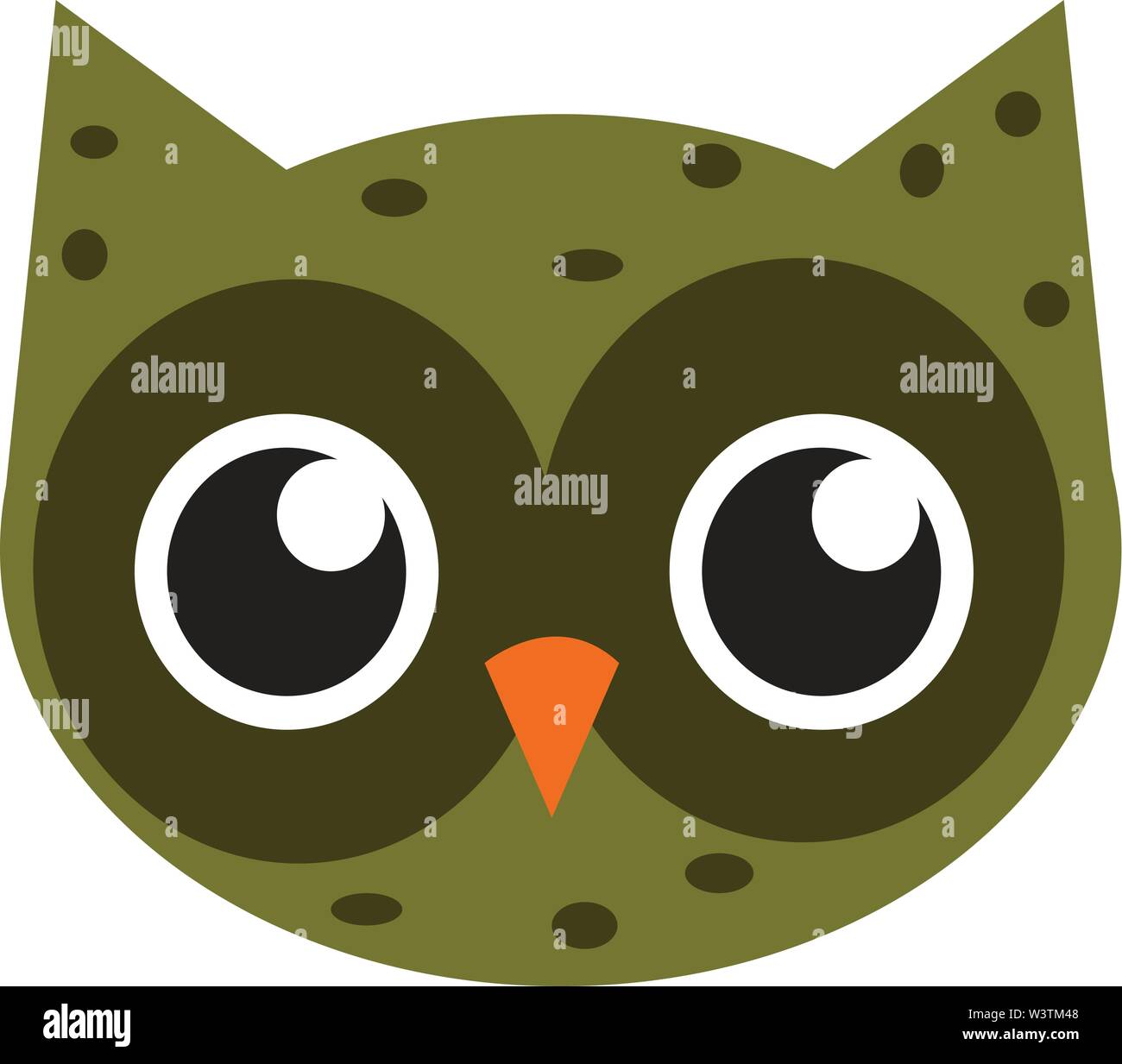 Cute green owl, illustration, vector on white background Stock Vector ...