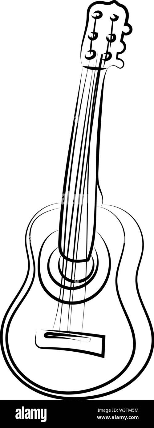 Acoustic guitar, illustration, vector on white background Stock Vector ...