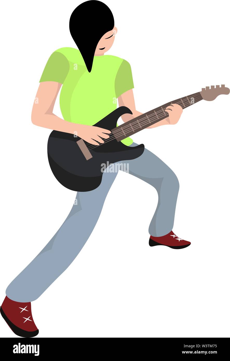 Man playing guitar, illustration, vector on white background Stock ...