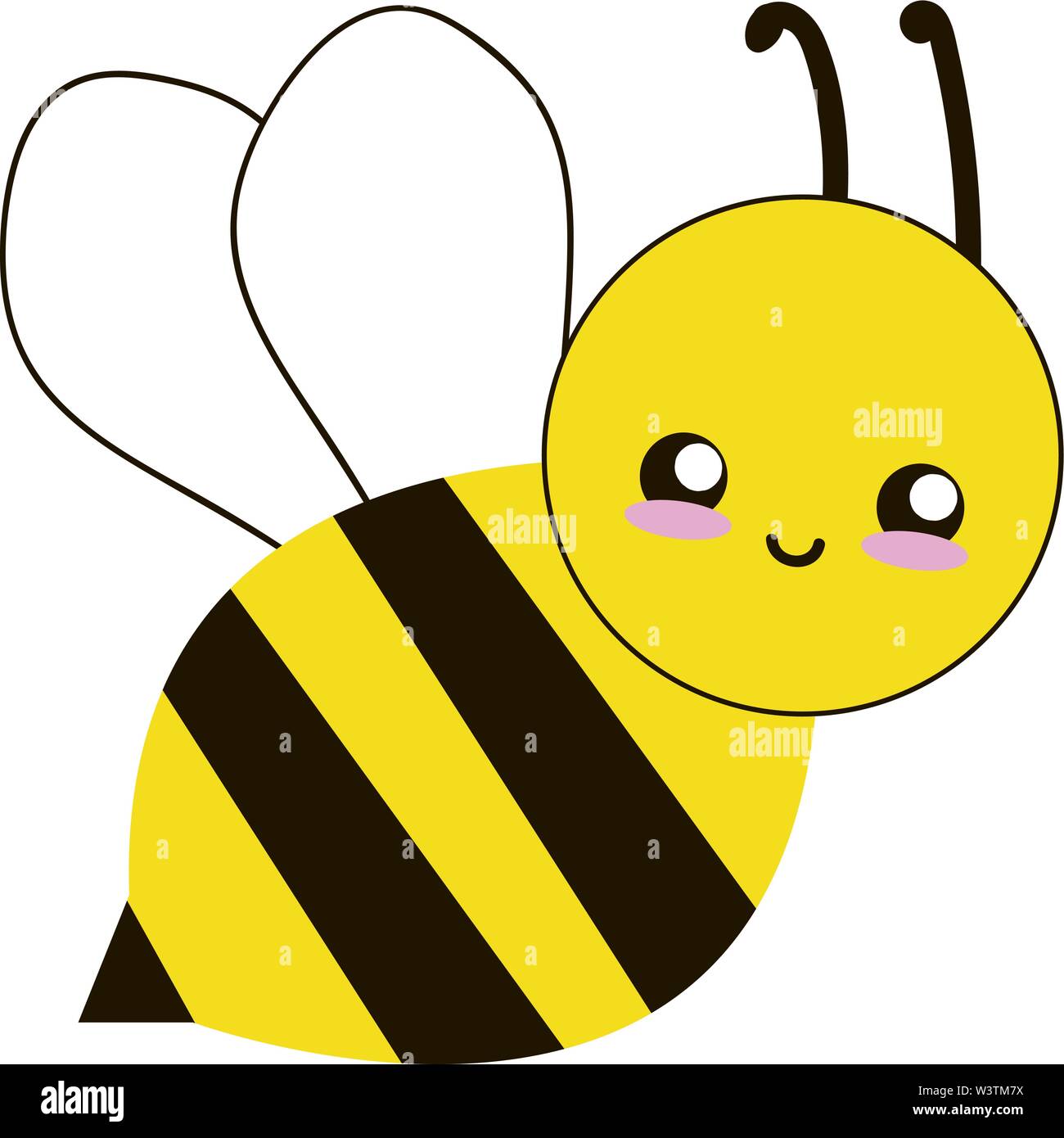 Happy bee flying, illustration, vector on white background Stock Vector ...