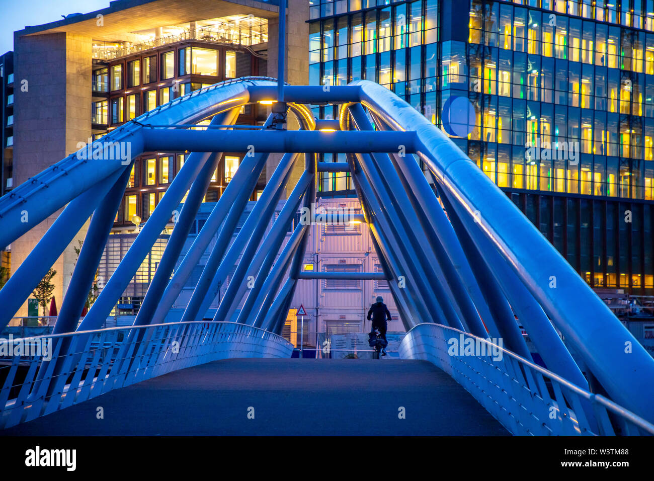 Amsterdam, Netherlands, bridge from the Nemo Science Museum to the city ...