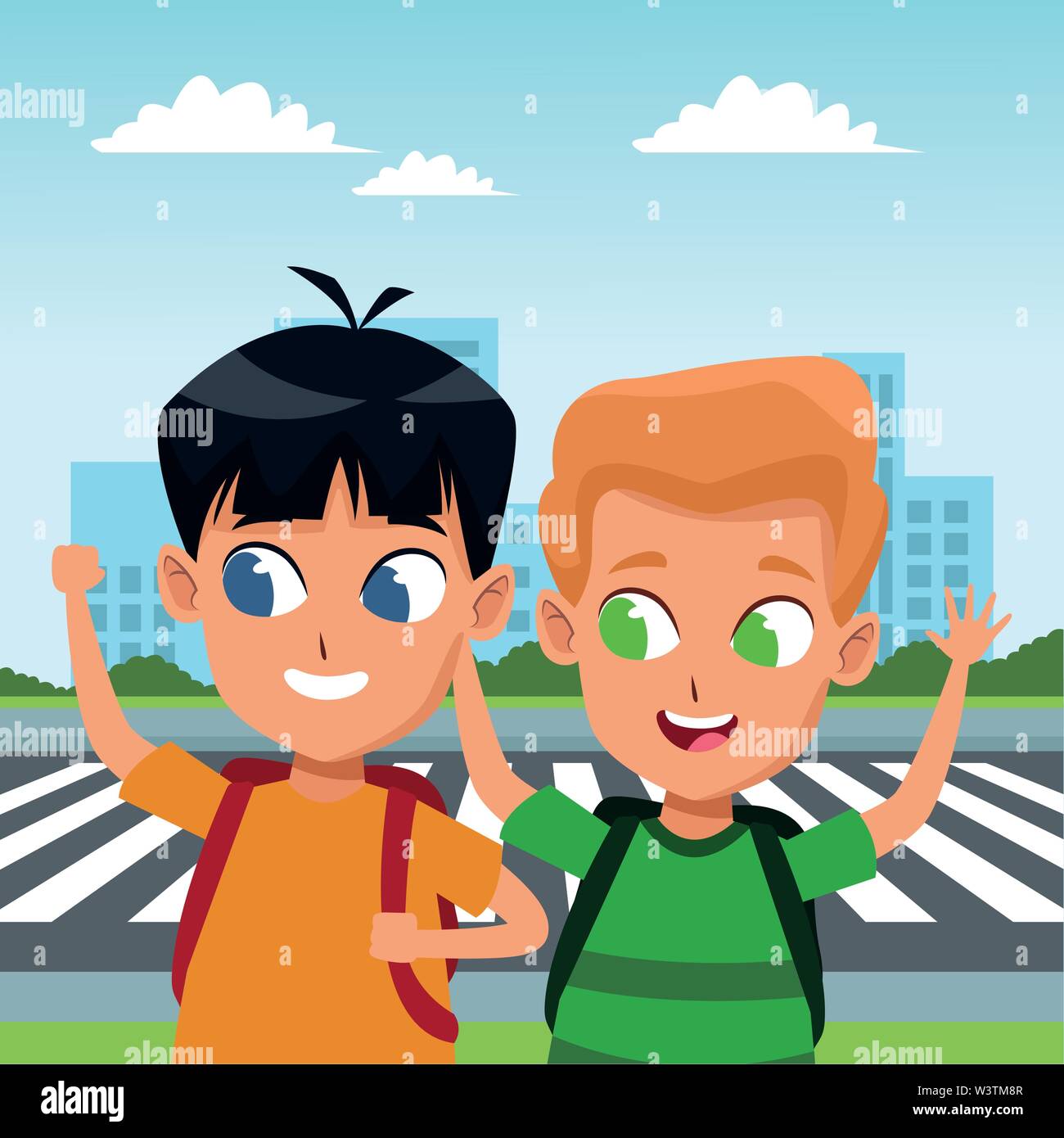 childhood adorable school students cartoon Stock Vector Image & Art - Alamy