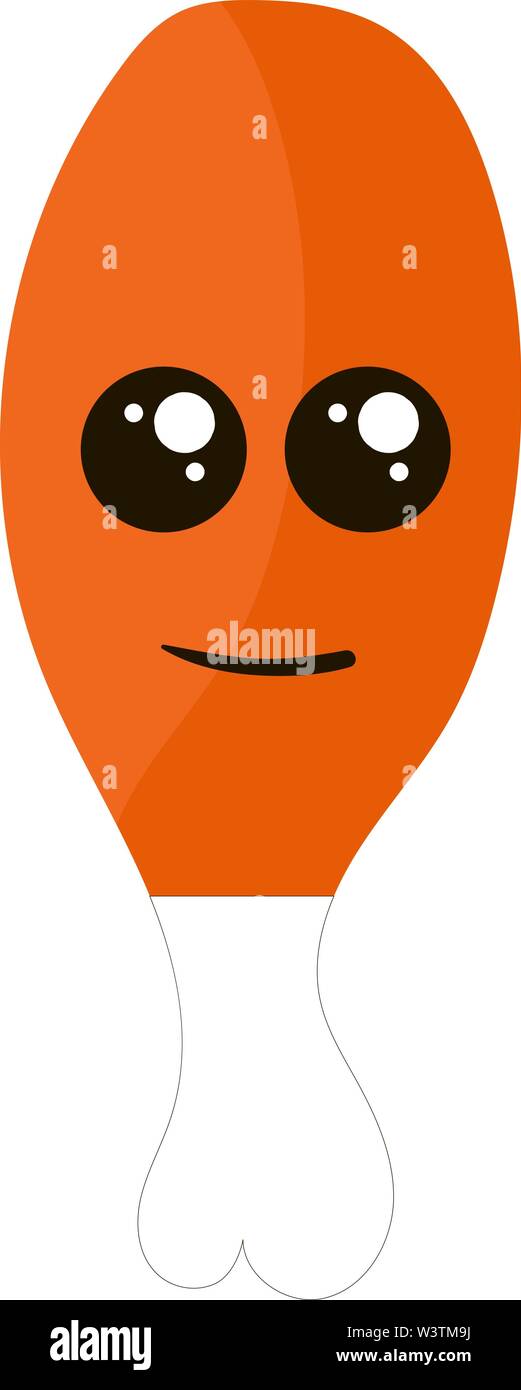 Cute fried chicken with eyes, illustration, vector on white background ...