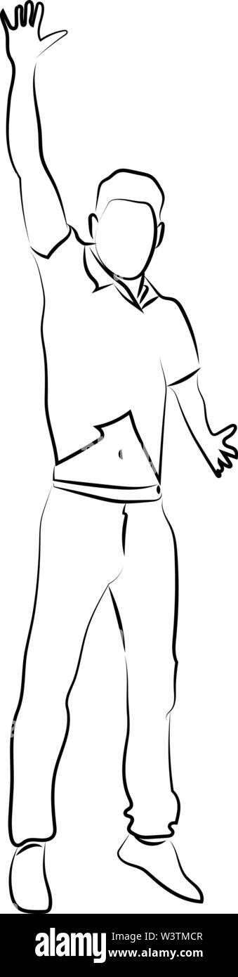 Man waving, illustration, vector on white background Stock Vector Image ...