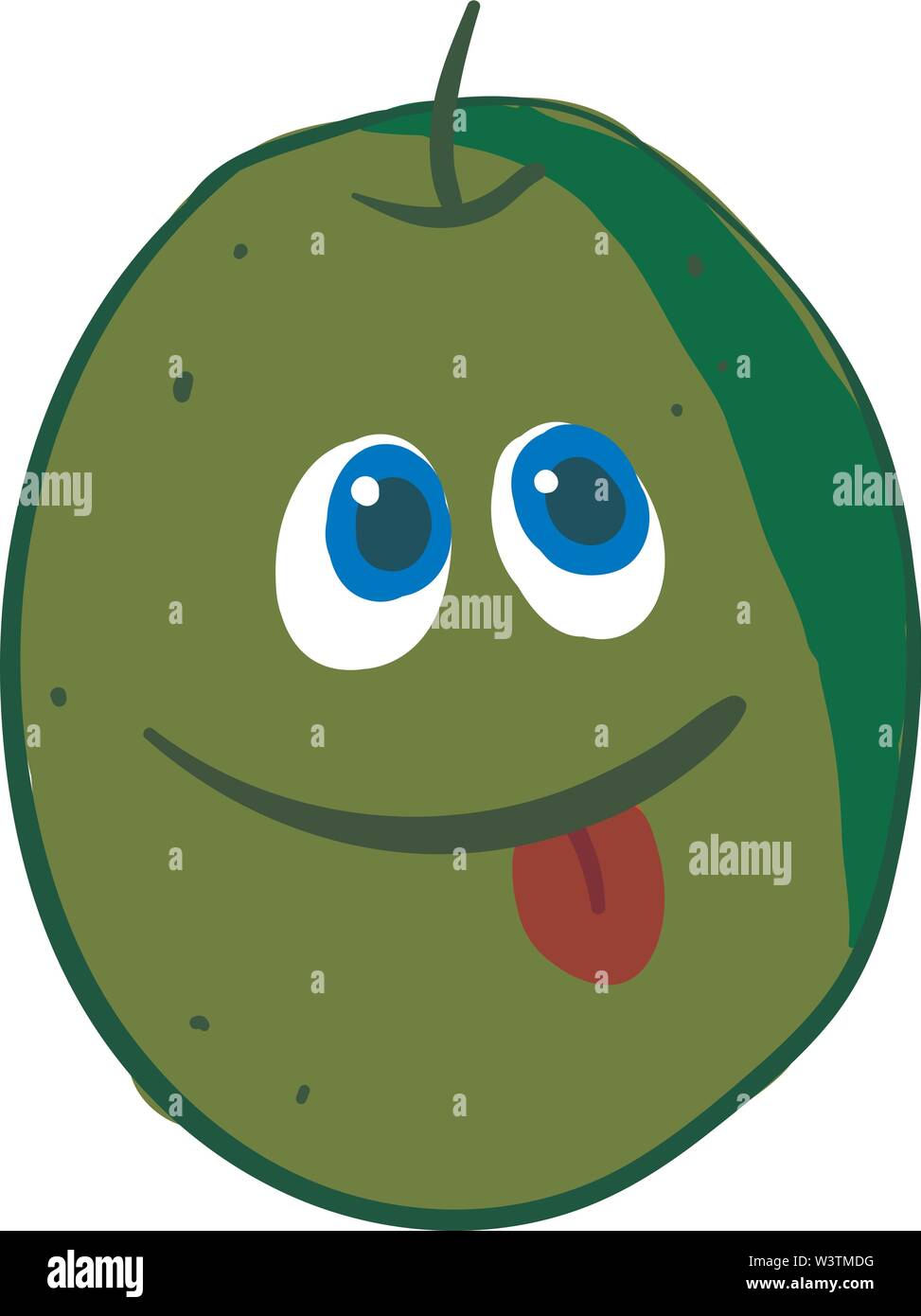 Happy green olive with eyes, illustration, vector on white background ...