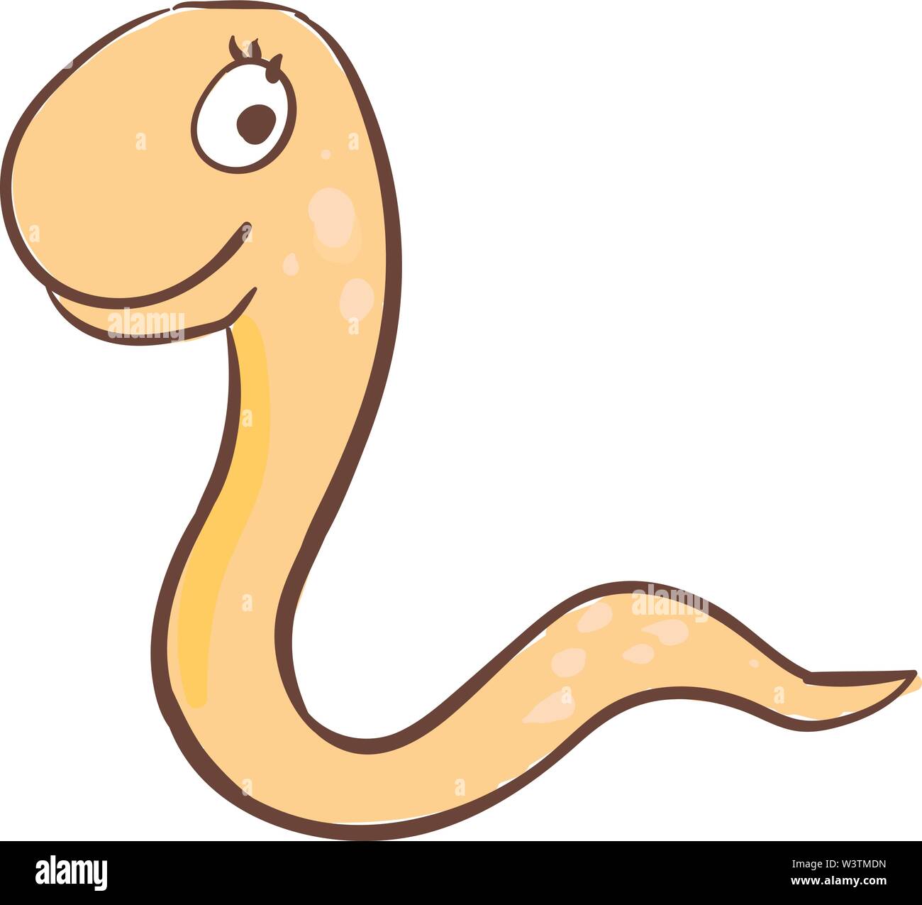 Cute happy worm, illustration, vector on white background Stock Vector ...