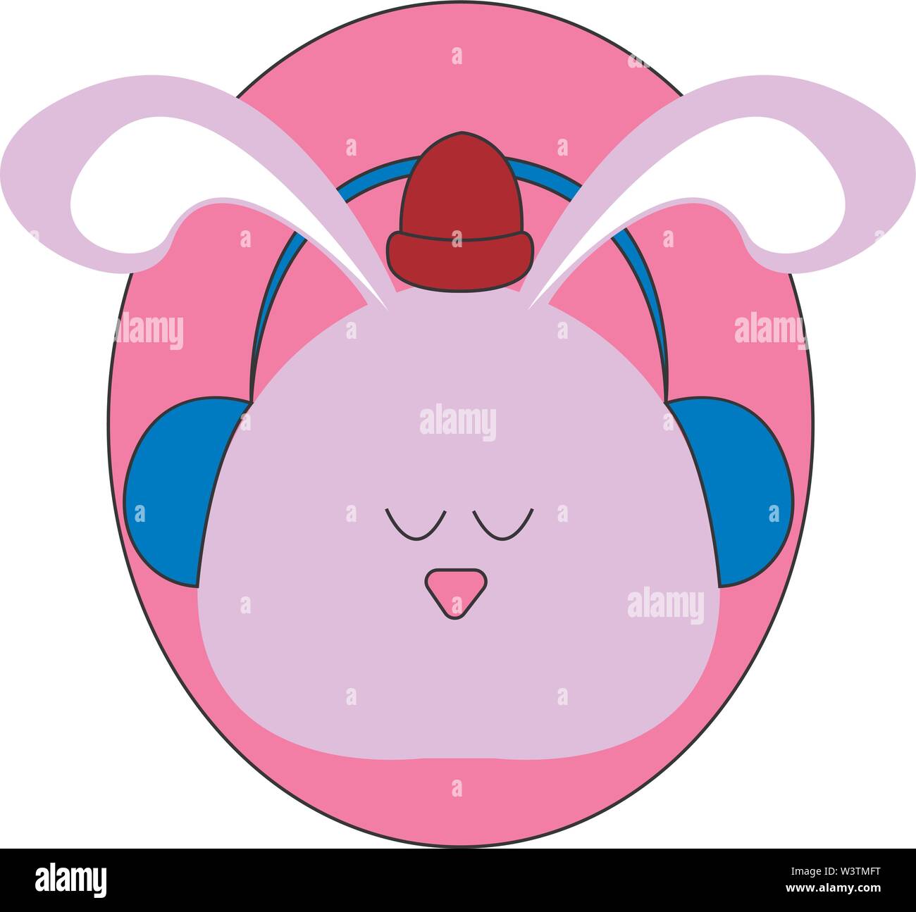 Bunny wearing headphones, illustration, vector on white background ...