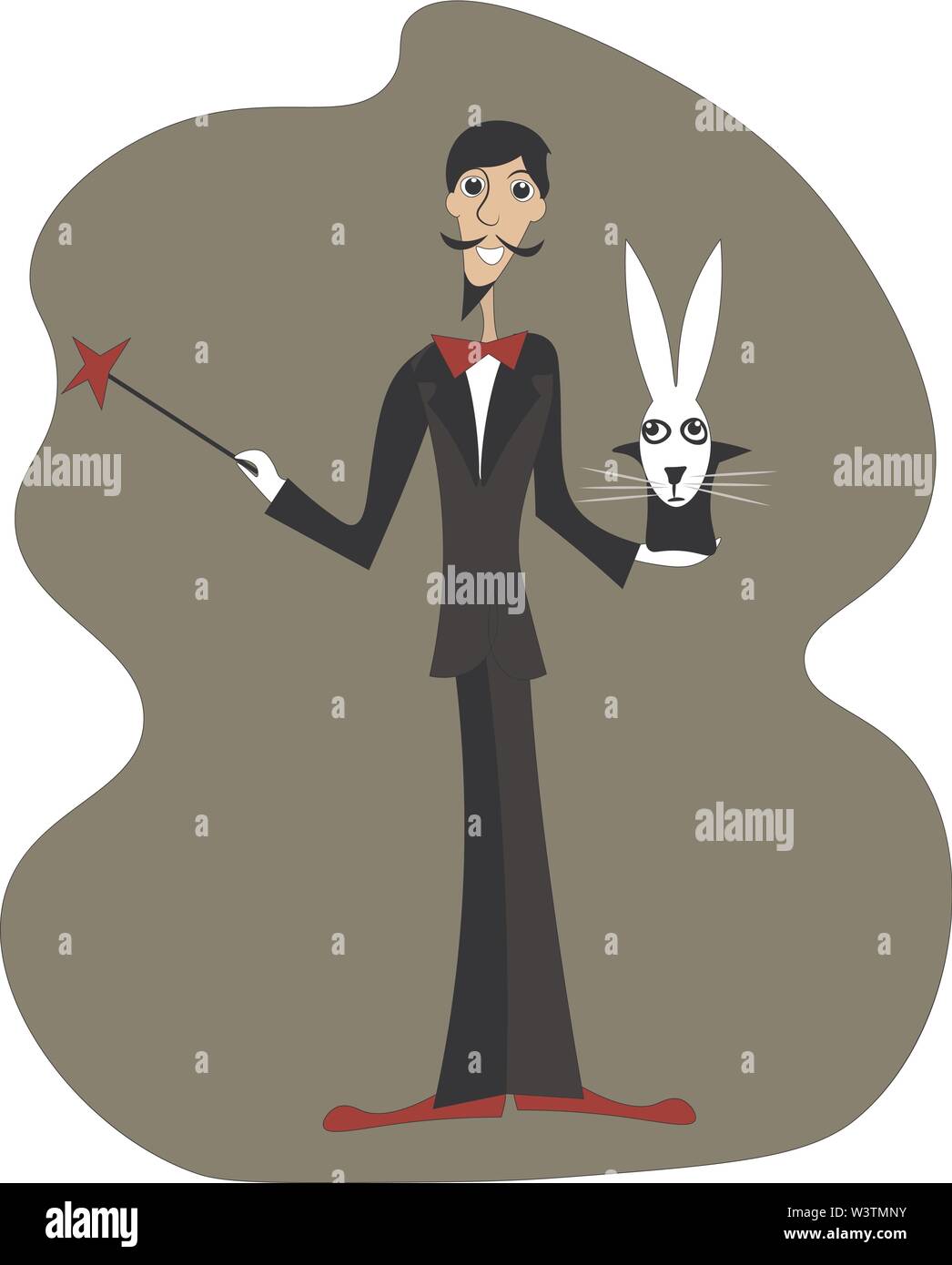 Illusionist with rabbit, illustration, vector on white background Stock ...