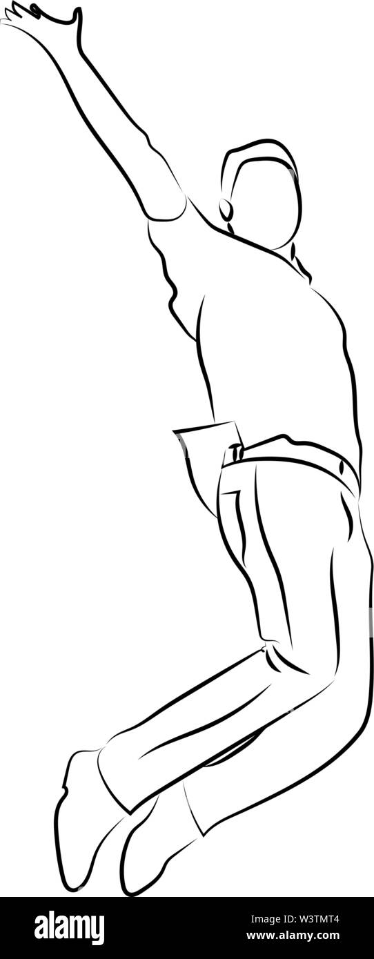 Happy man jumping, illustration, vector on white background Stock ...