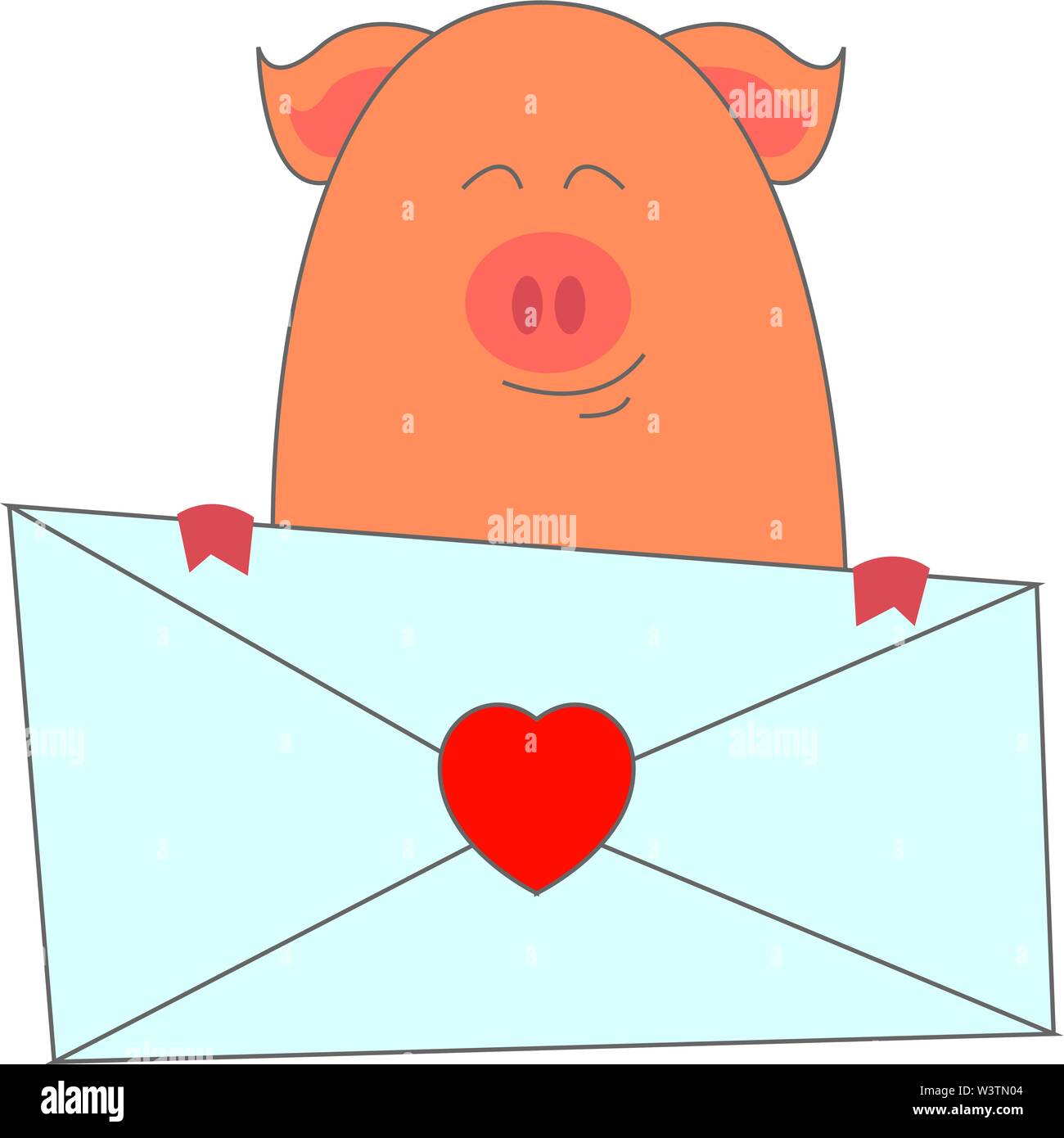 Piggy holding a letter, illustration, vector on white background Stock ...