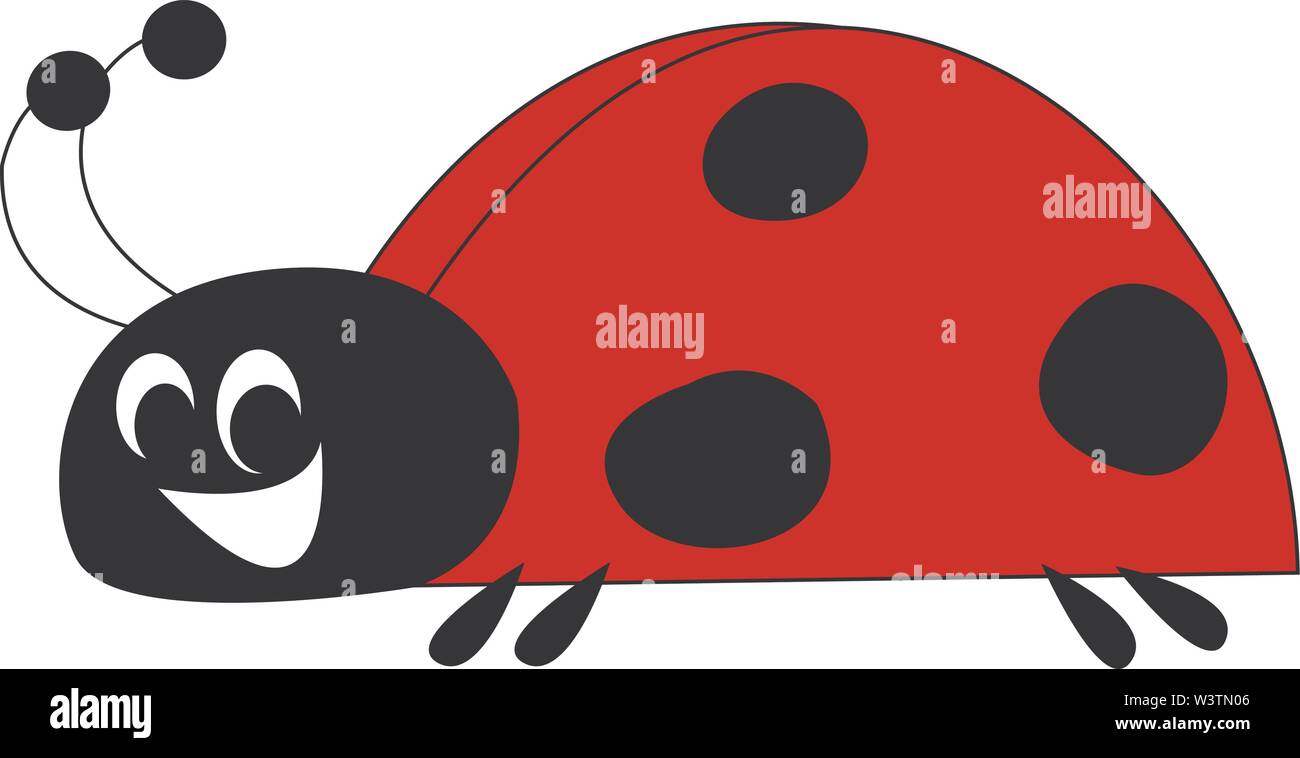 Happy ladybug, illustration, vector on white background Stock Vector ...