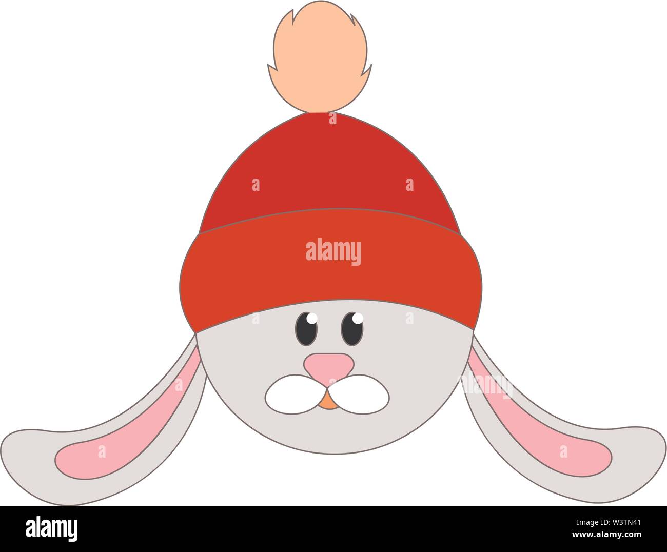 Bunny with red hat, illustration, vector on white background Stock ...