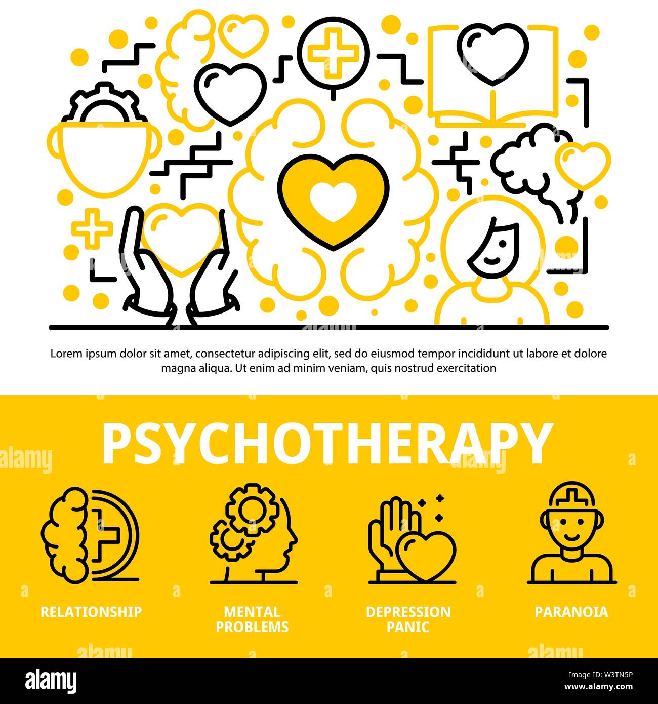 Psychotherapy concept background, outline style Stock Vector Image ...