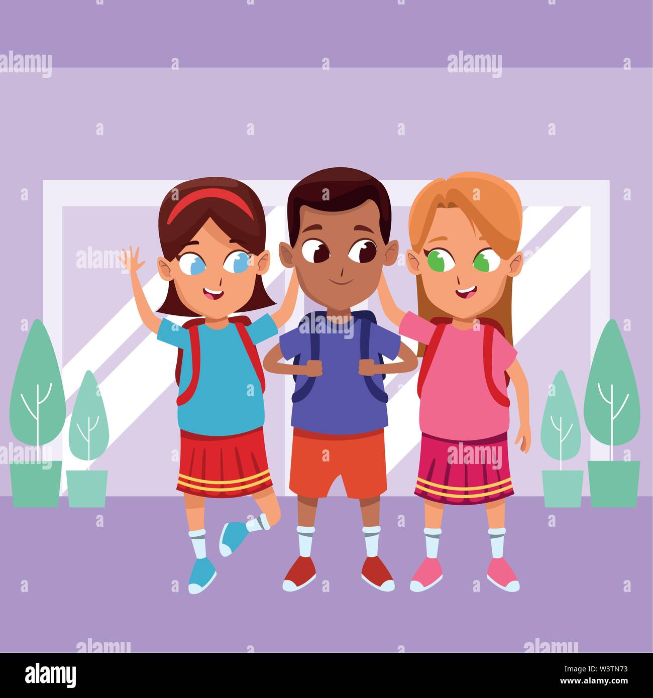 childhood cute school students cartoon Stock Vector Image & Art - Alamy