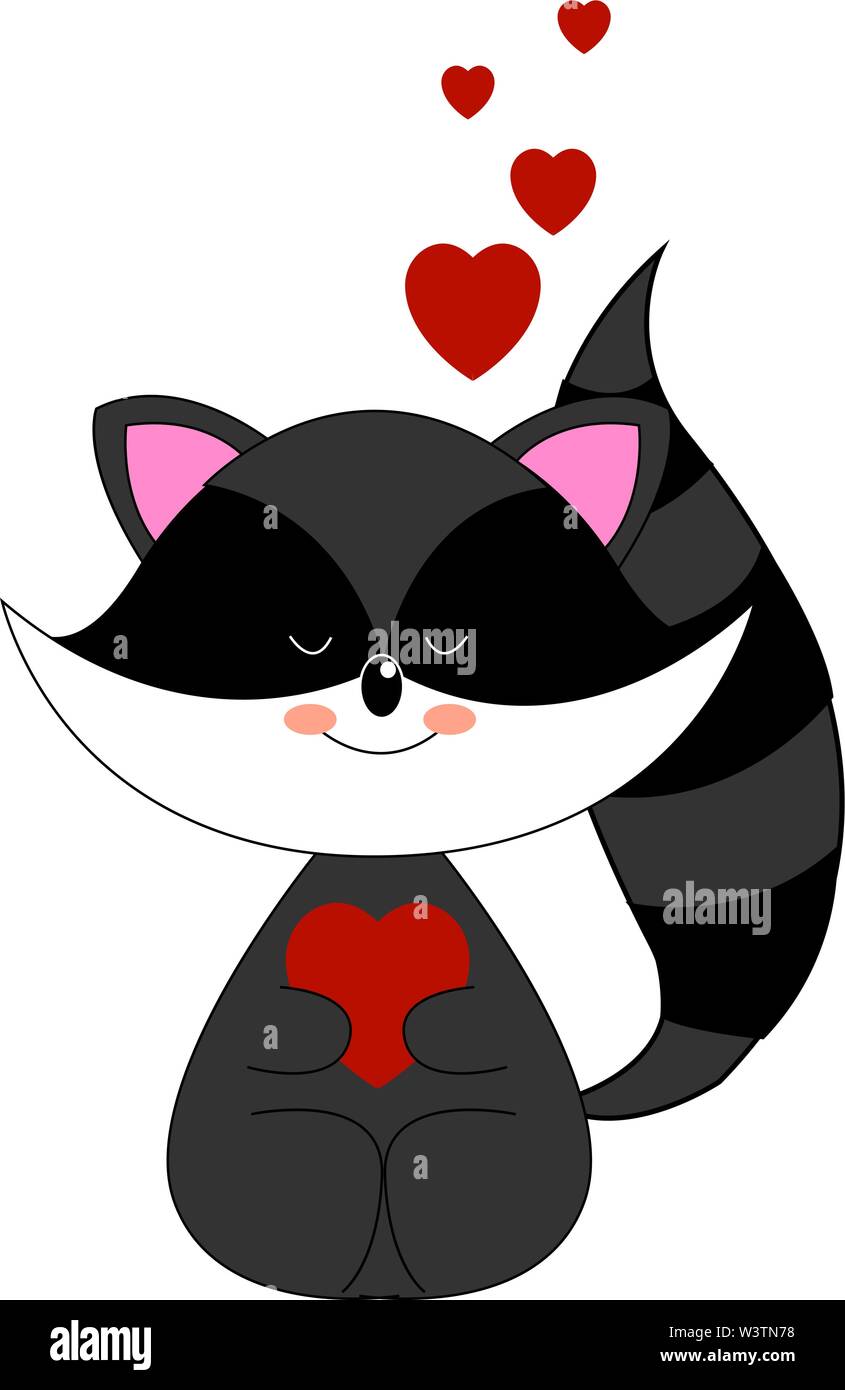 Raccoon in love, illustration, vector on white background Stock Vector ...