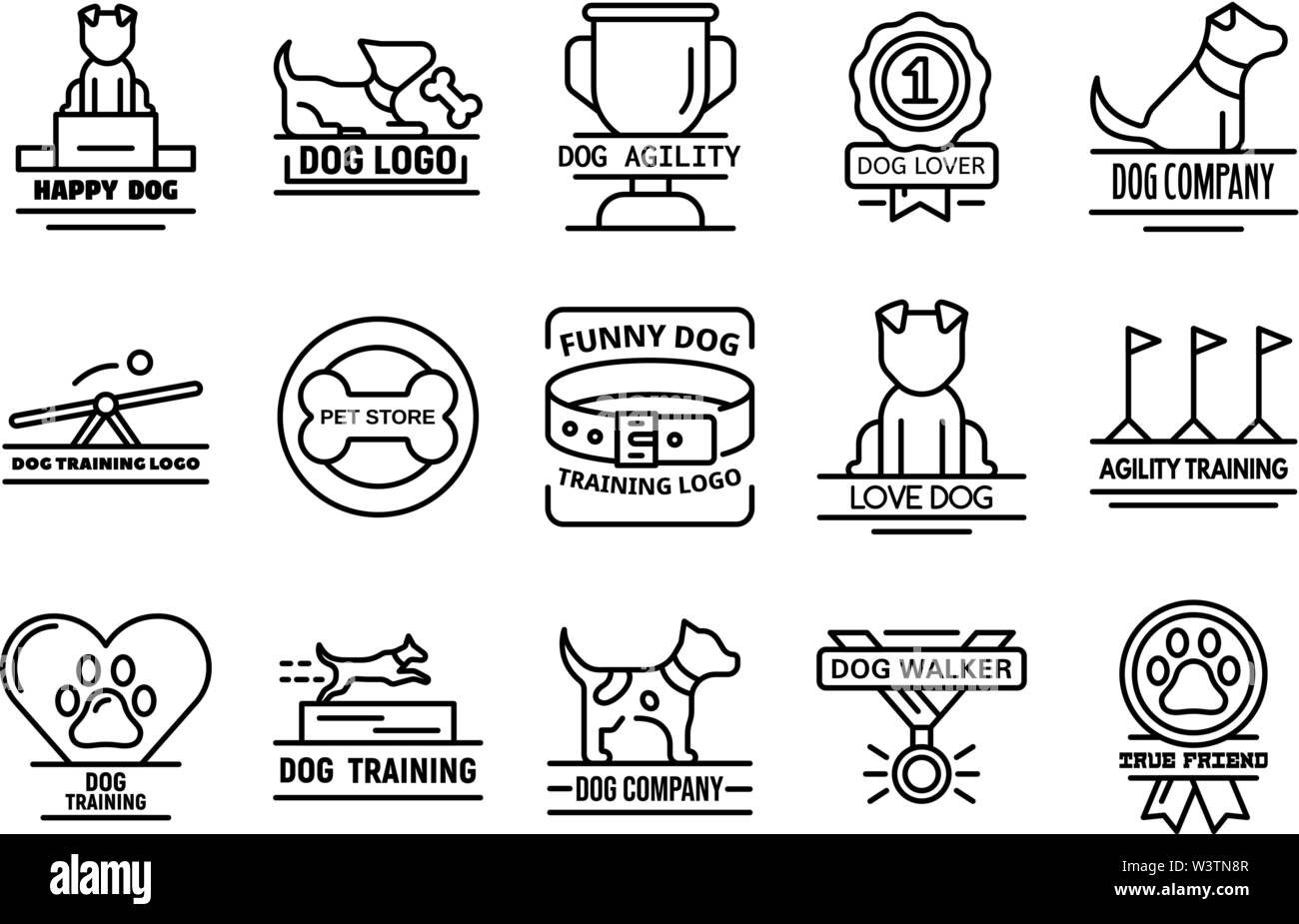 Dog training icons set, outline style Stock Vector Image & Art - Alamy