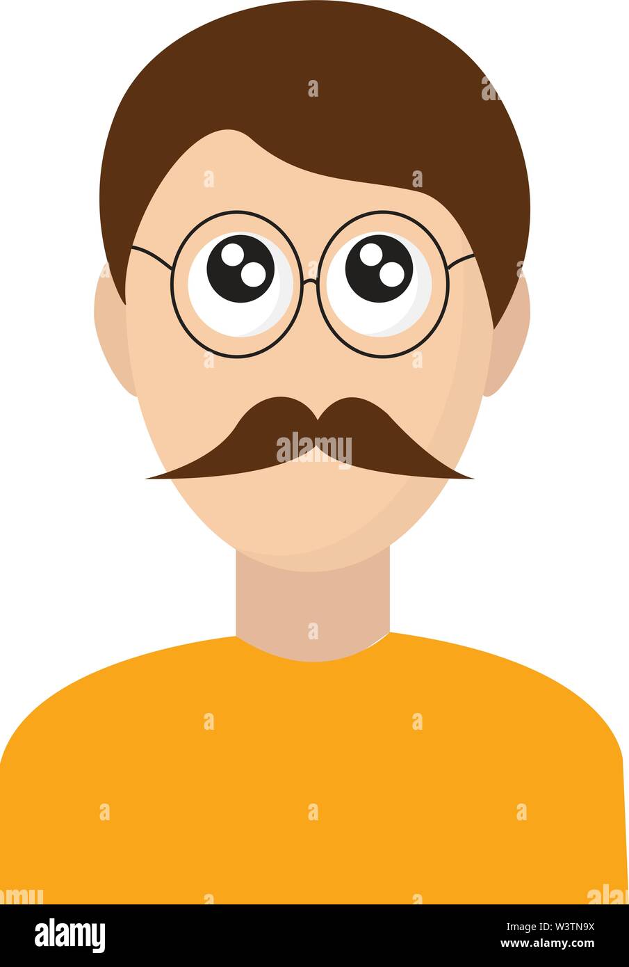 Man with mustache, illustration, vector on white background Stock ...