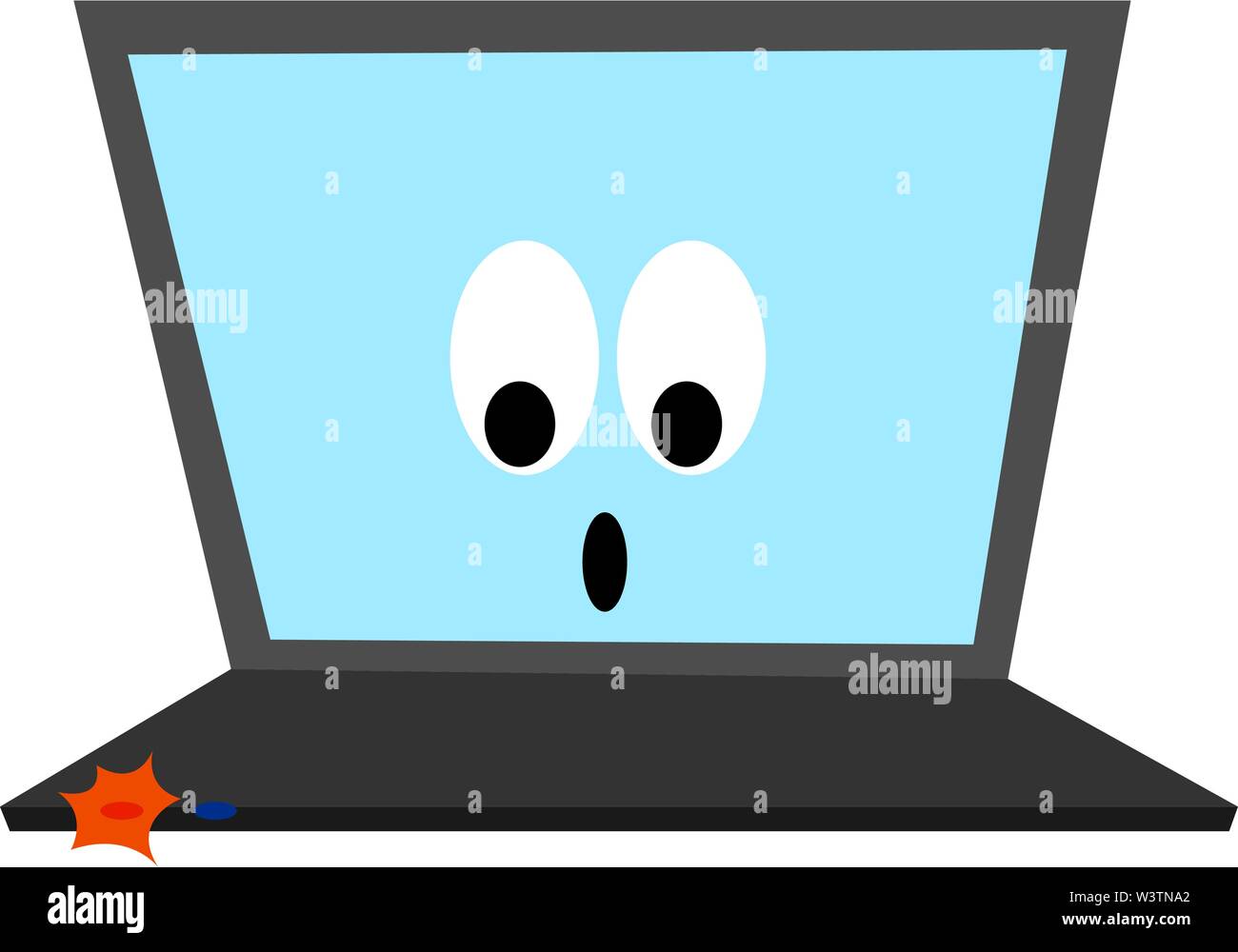 Low battery on laptop, illustration, vector on white background Stock ...