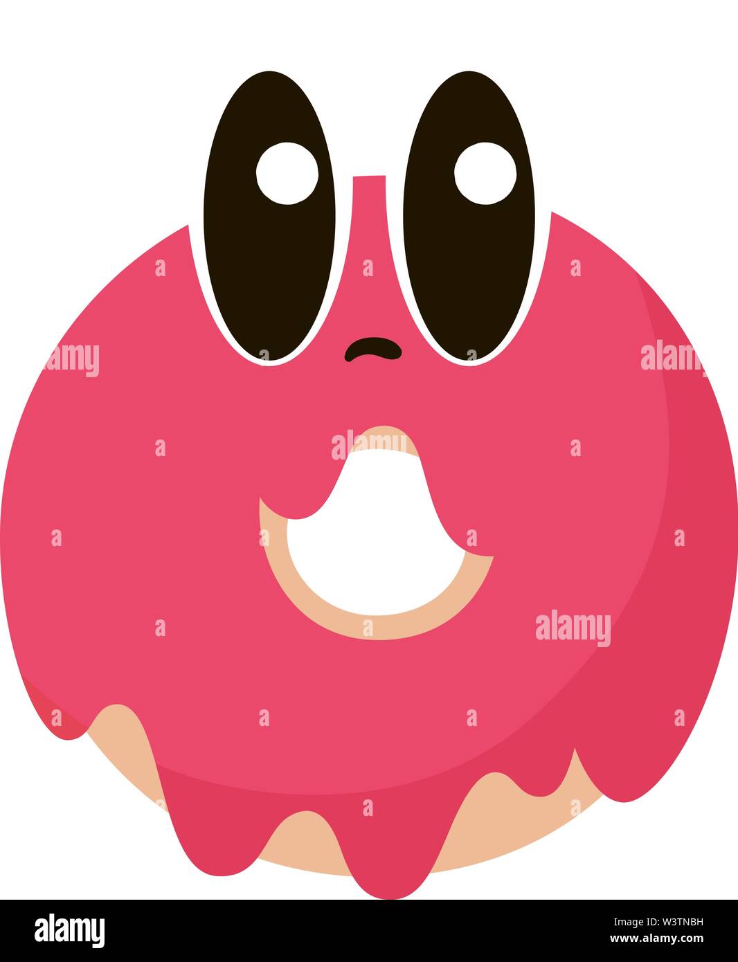 Cute melting donut, illustration, vector on white background Stock ...