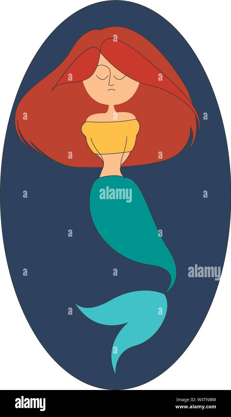 Sleeping mermaid, illustration, vector on white background Stock Vector ...