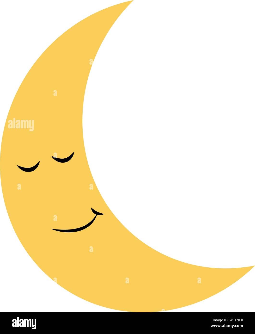 Sleeping moon, illustration, vector on white background Stock Vector ...