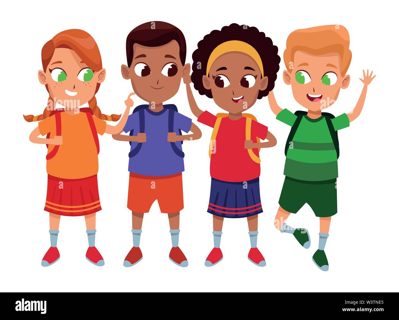 childhood cute school students cartoon Stock Vector Image & Art - Alamy