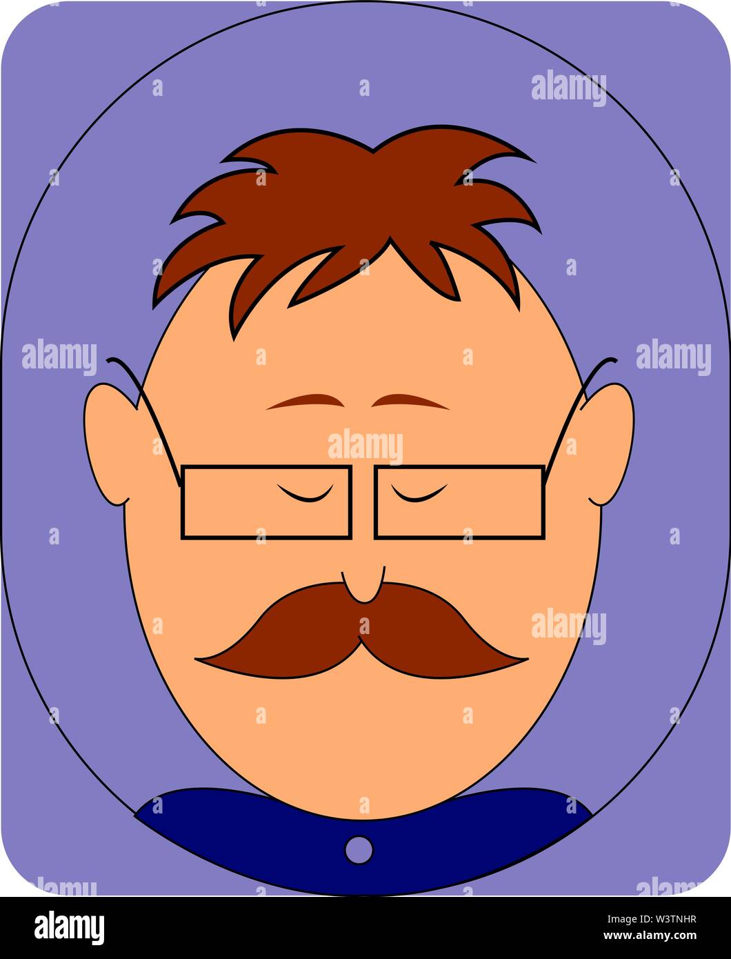 Man with mustache, illustration, vector on white background Stock ...
