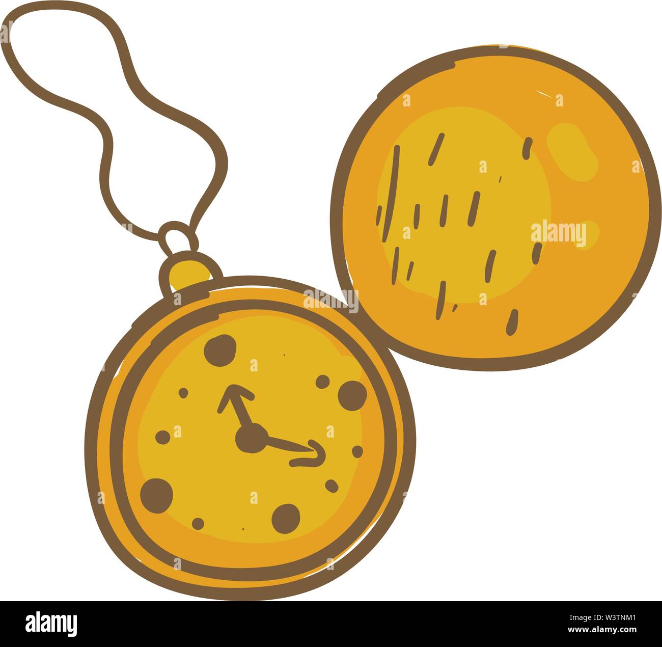 Gold chain watch, illustration, vector on white background Stock Vector ...