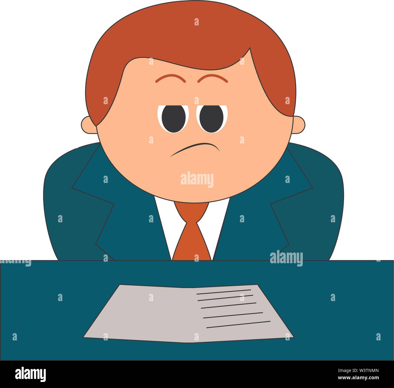 Bored office worker, illustration, vector on white background Stock ...
