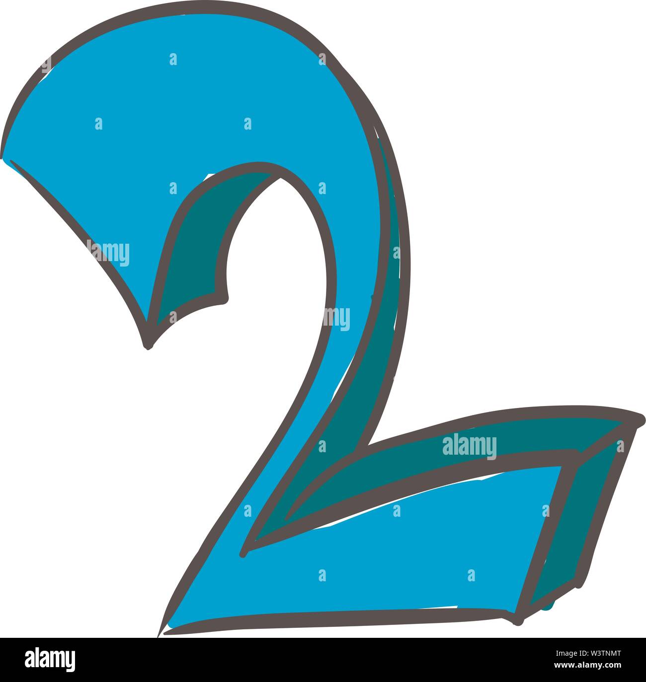 Blue number two, illustration, vector on white background Stock Vector ...