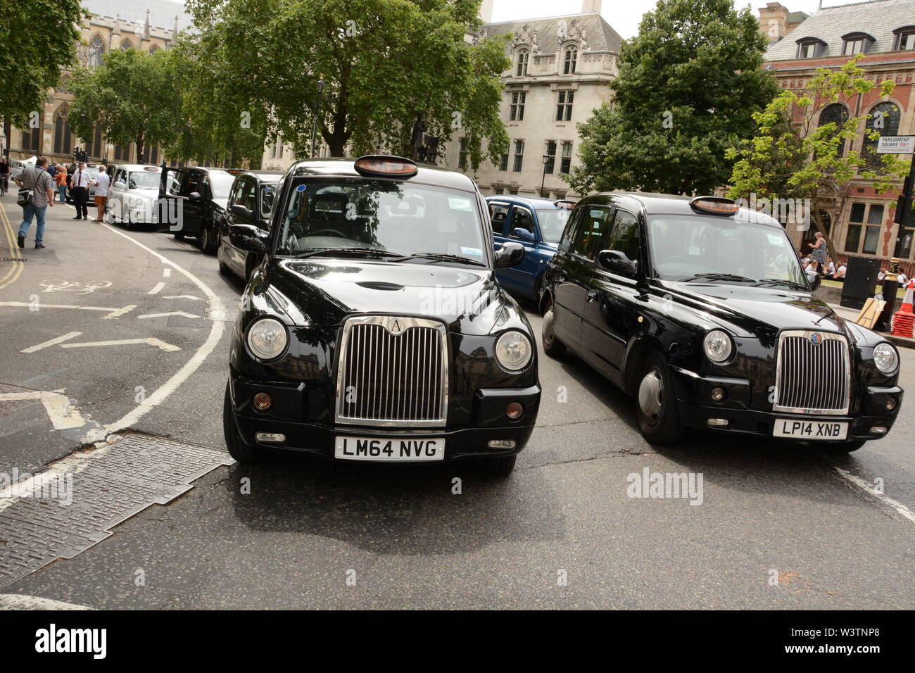 Black Cab Taxi Drivers demonstrate in central London 17th July 2019 ...