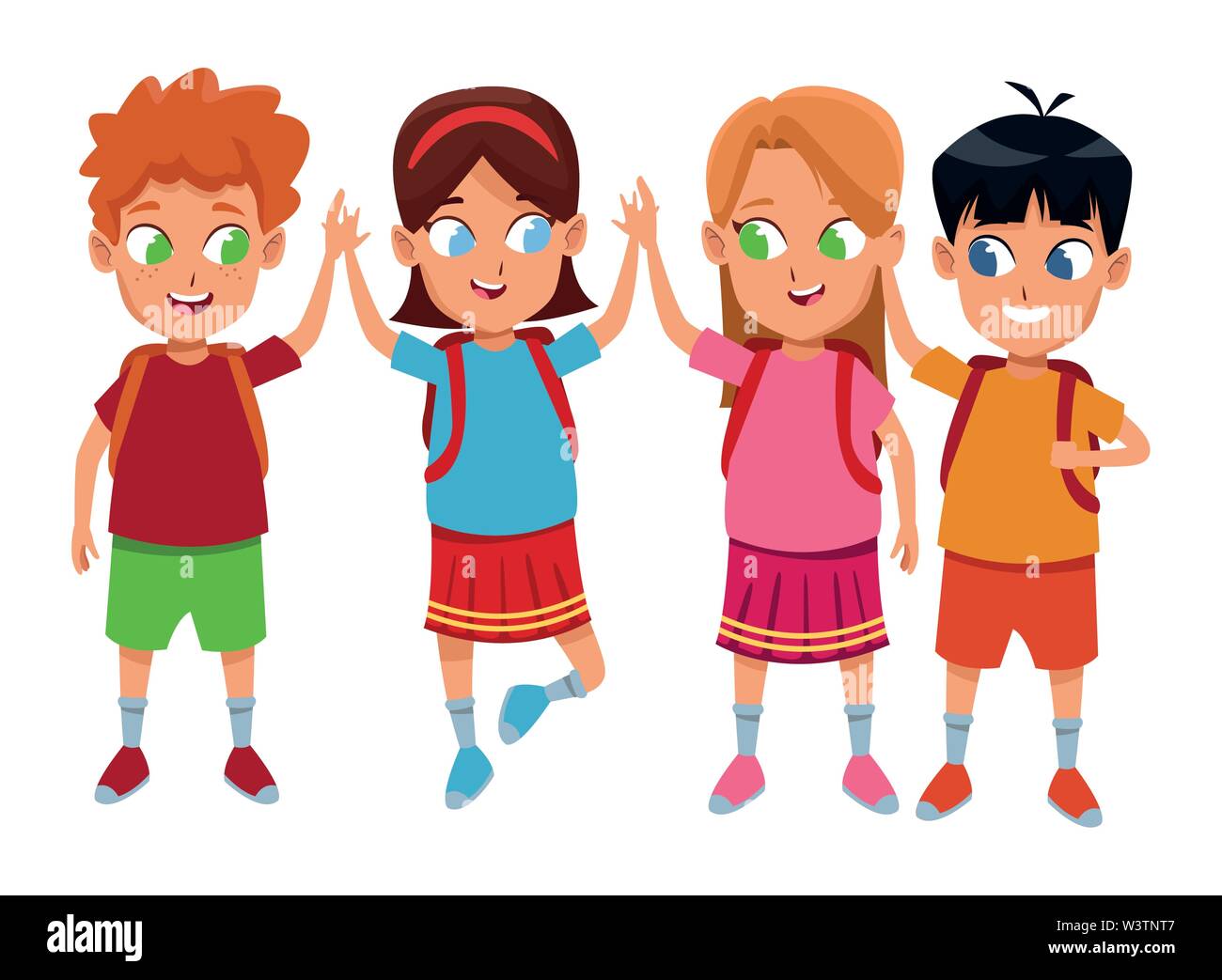 childhood cute school students cartoon Stock Vector Image & Art - Alamy