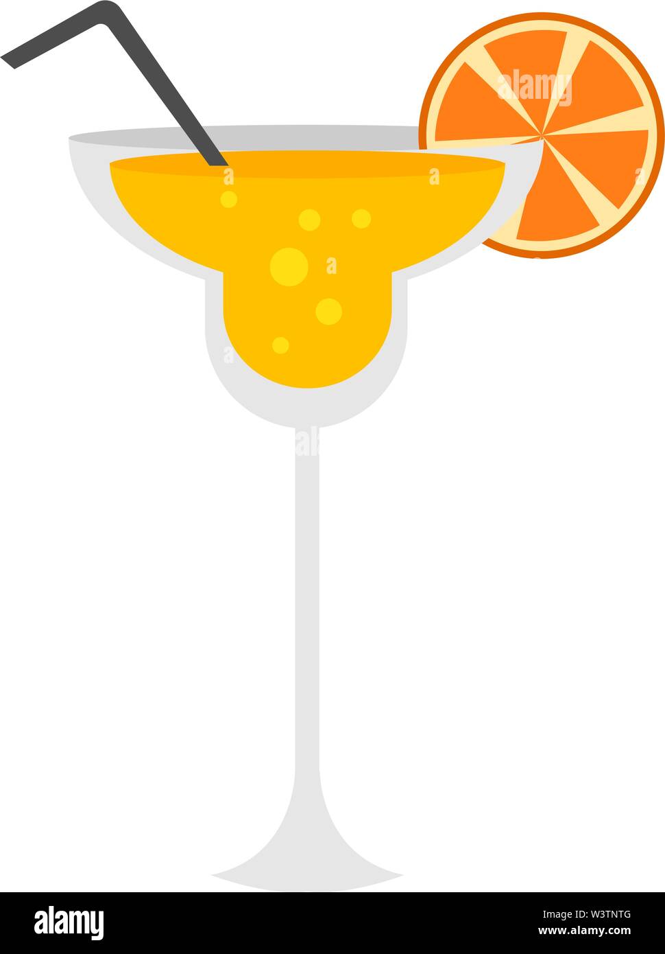 Orange cocktail with straw, illustration, vector on white background ...