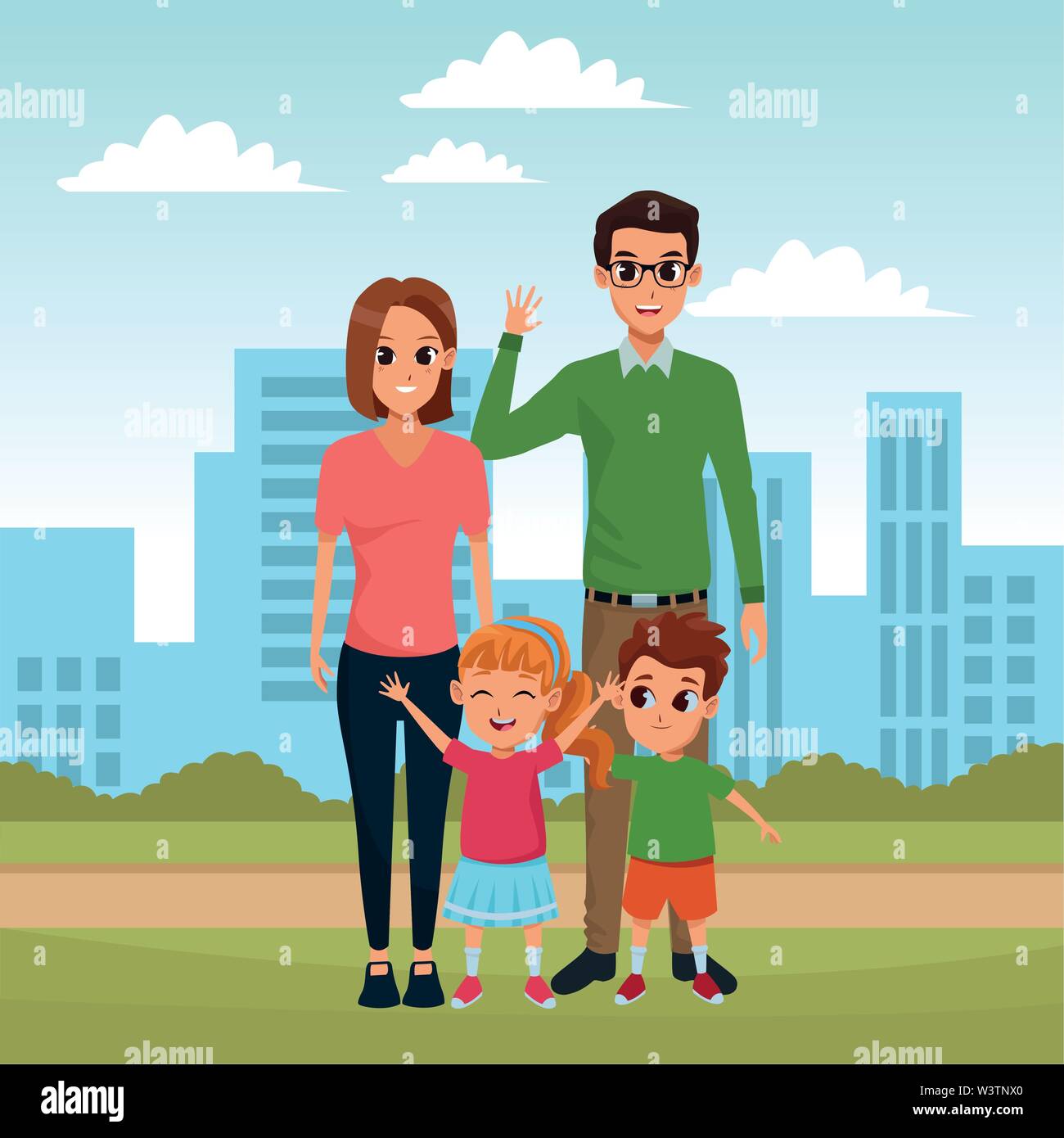 Family parents and childrens cartoons Stock Vector Image & Art - Alamy