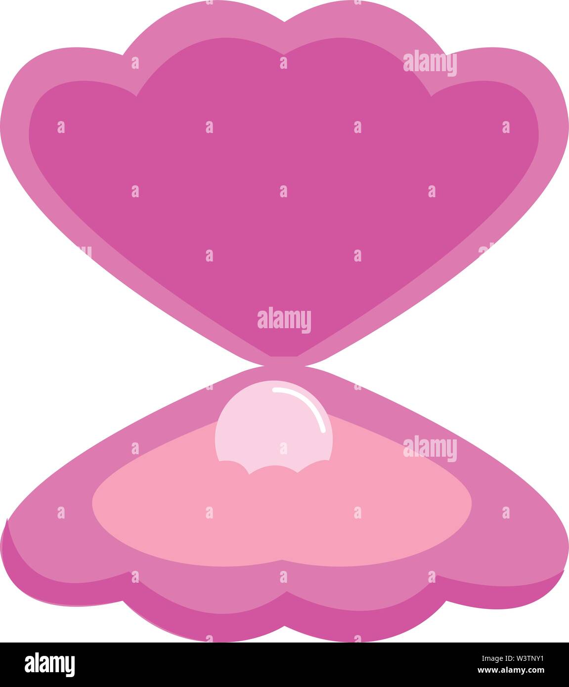 Purple shell with pearl, illustration, vector on white background Stock ...