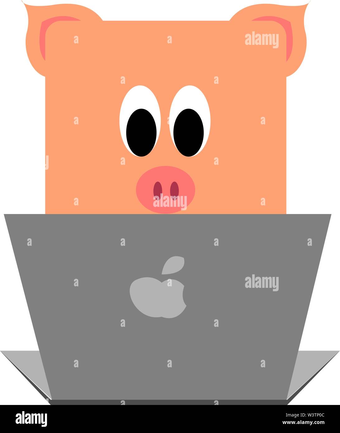 Pig on laptop, illustration, vector on white background Stock Vector ...