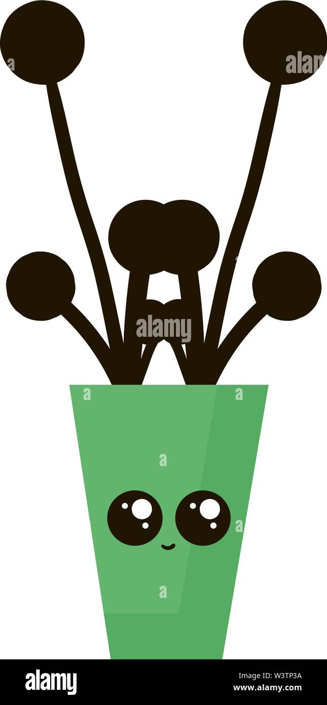 Cute flower pot, illustration, vector on white background Stock Vector ...