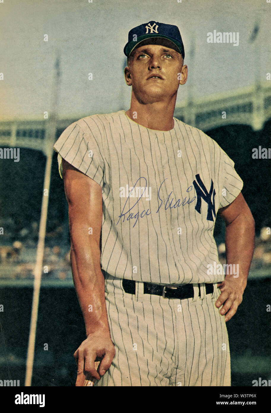 Autographed picture of star baseball player Roger Maris with the New ... Autographed picture of star baseball player Roger Maris with the New ...