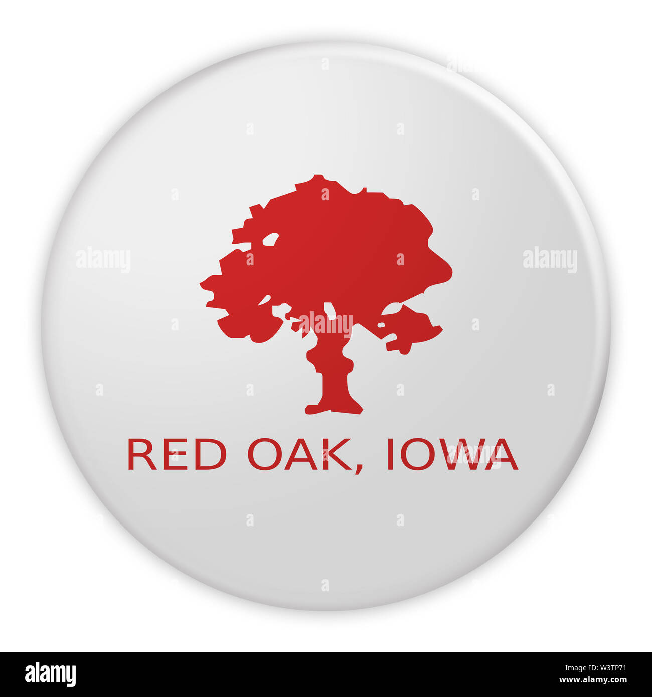 US City Button: Red Oak, Iowa Flag Badge, 3d illustration on white ...
