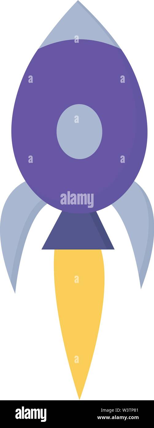 Purple rocket flying, illustration, vector on white background Stock ...