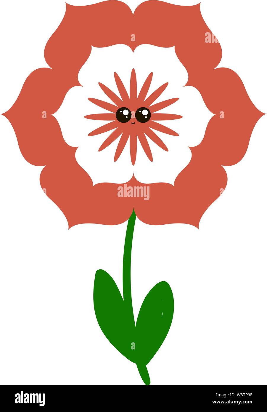 Cute red flower, illustration, vector on white background Stock Vector ...