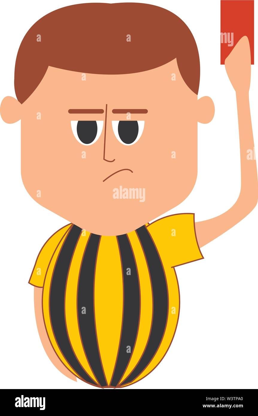 Referee showing red card, illustration, vector on white background ...