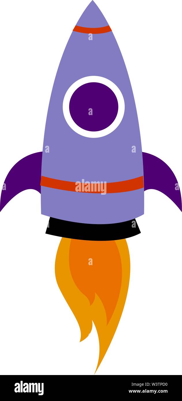 Purple space rocket, illustration, vector on white background Stock ...