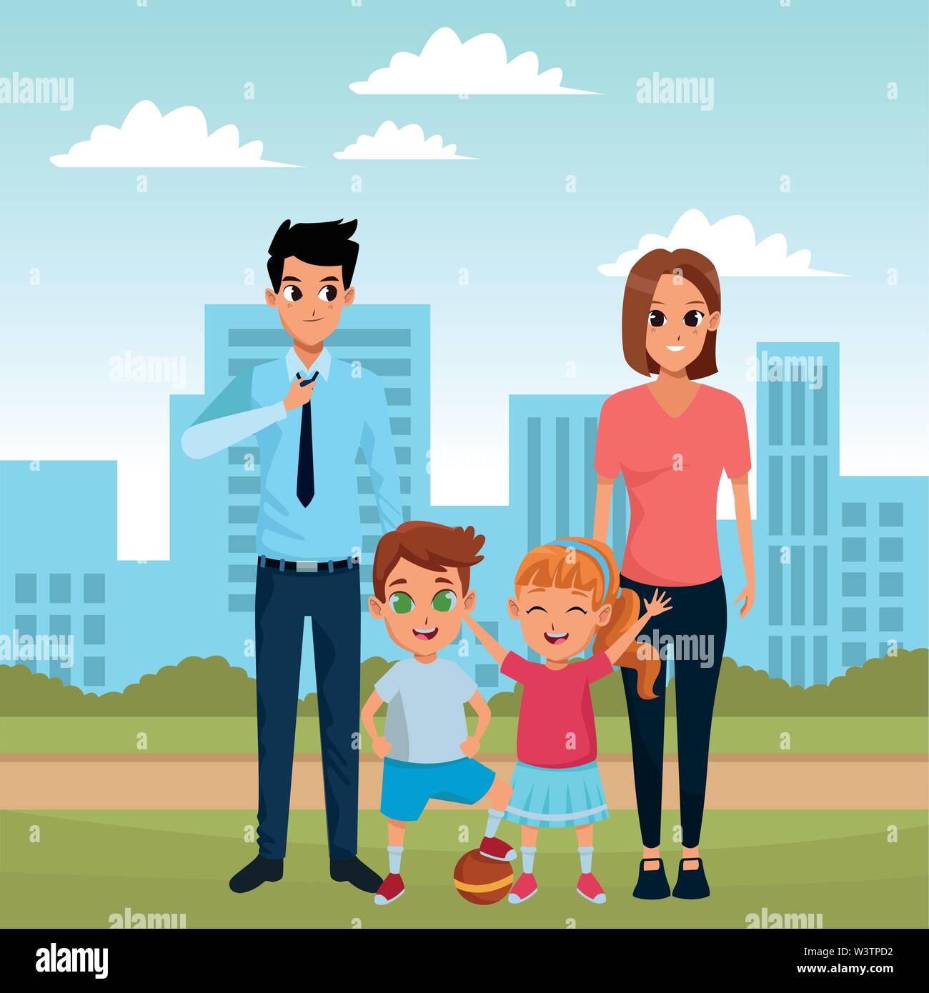 Family parents and childrens cartoons Stock Vector Image & Art - Alamy