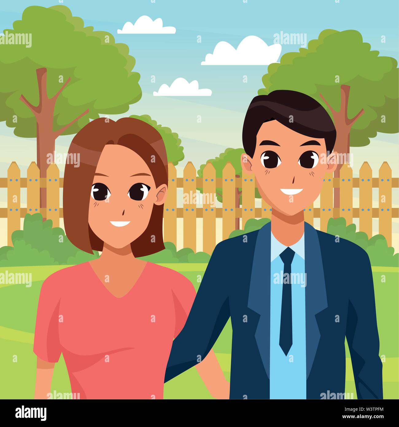 Young Adult Couple Greeting Cartoon Stock Vector Image And Art Alamy