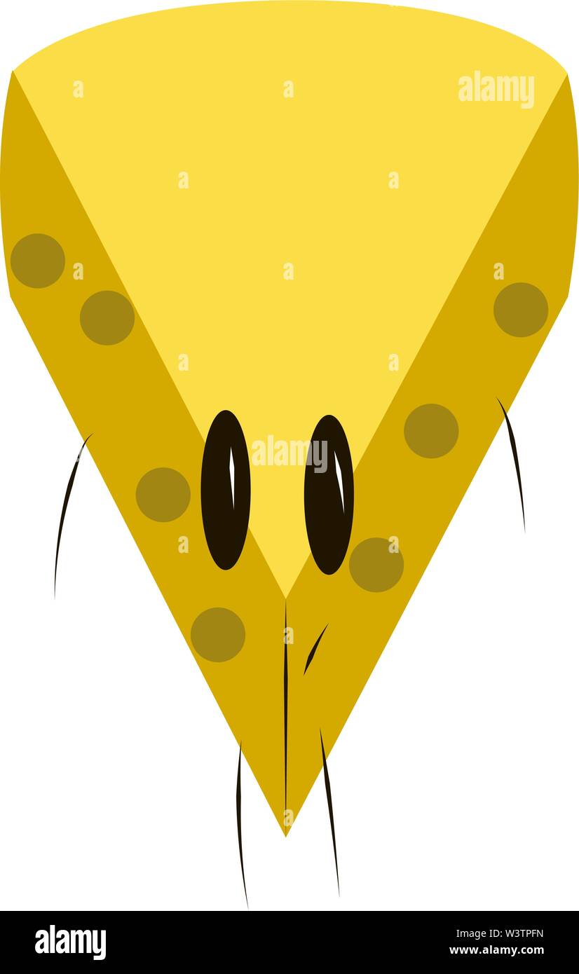 Sad little cheese, illustration, vector on white background Stock ...