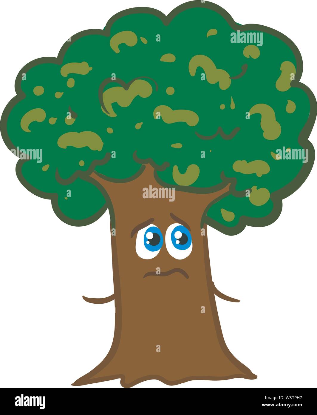 Big tree is looking unhappy, illustration, vector on white background ...